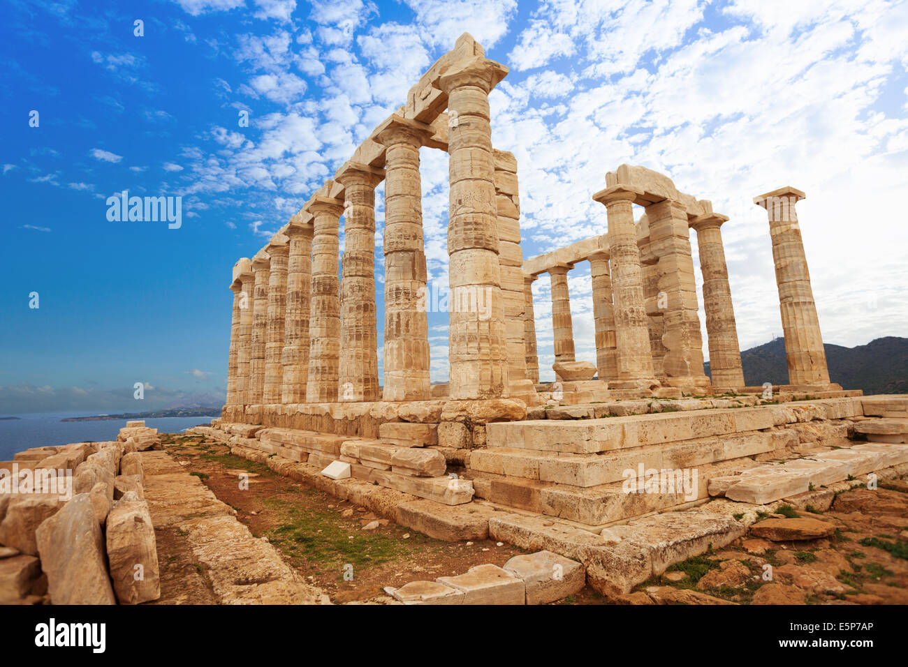 Temple of Poseidon on Mediterranean sea, Athens Stock Photo - Alamy