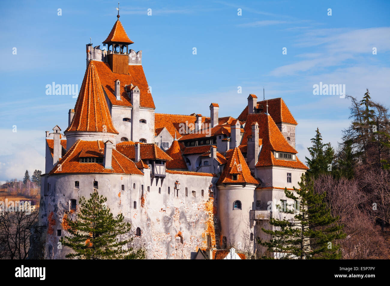 Red roofs of Bran Castle (Dracula castle Stock Photo - Alamy