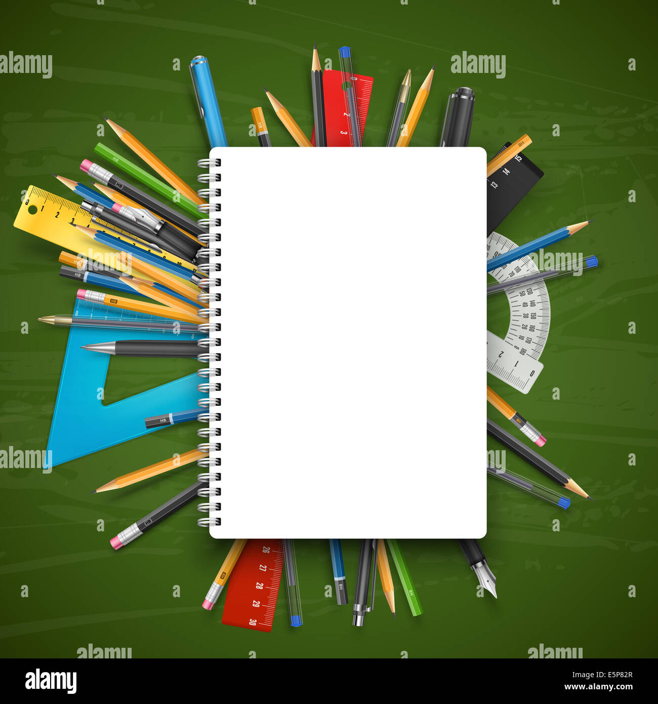 Notepad and pens Stock Photo - Alamy