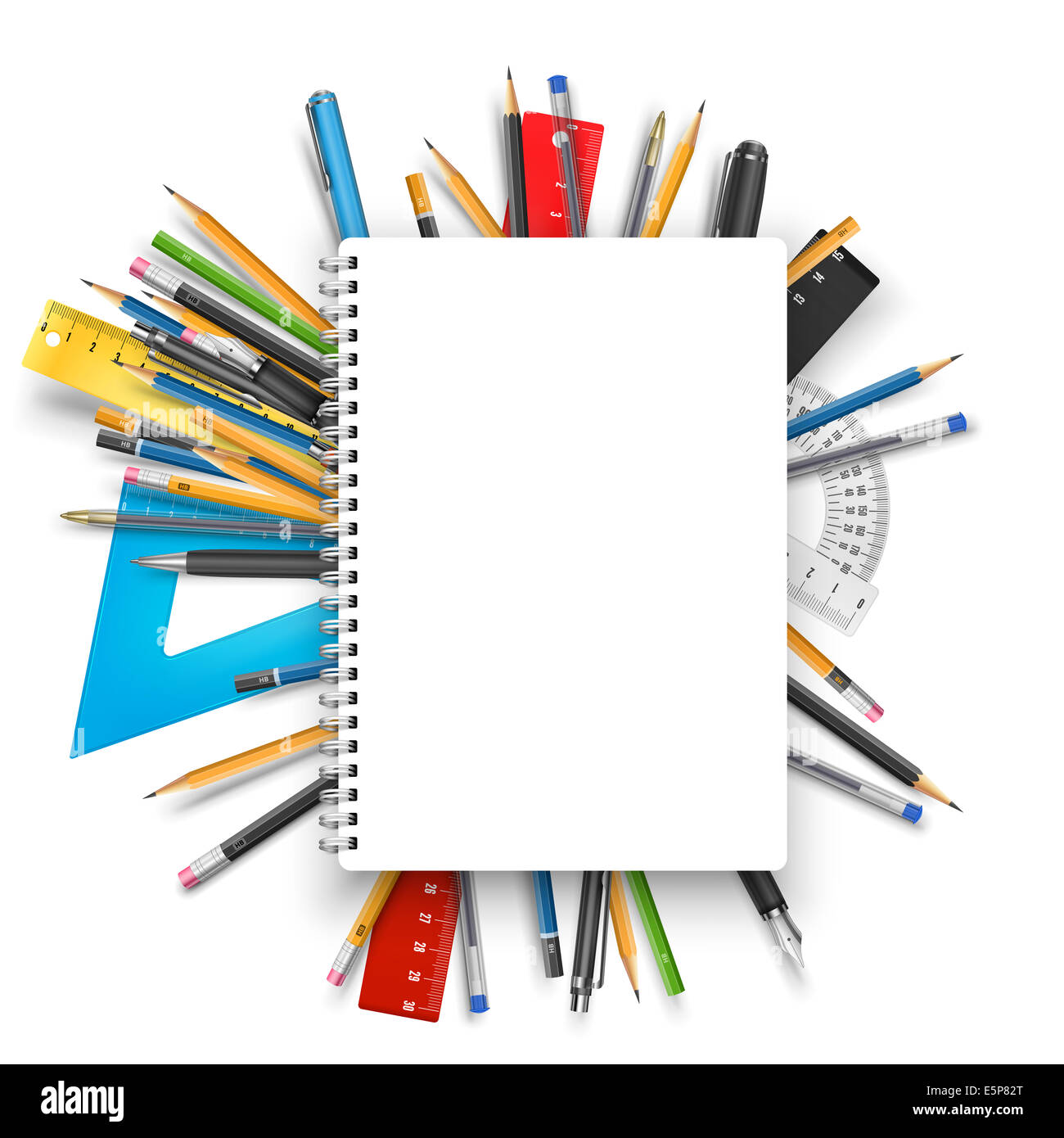 Notepad and pens Stock Photo - Alamy