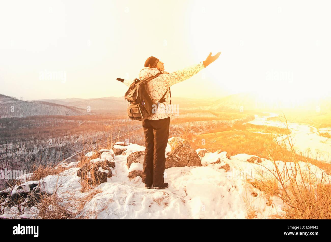 Woman happy walk spring hi-res stock photography and images - Alamy