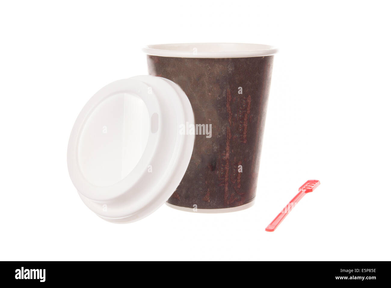 opened take away coffee with cap; cardboard vending coffee cup; opened ...