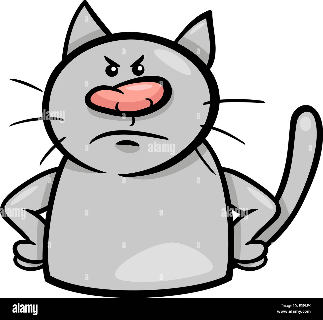 Cartoon Illustration of Funny Cat Expressing Angry Mood or Emotion ...