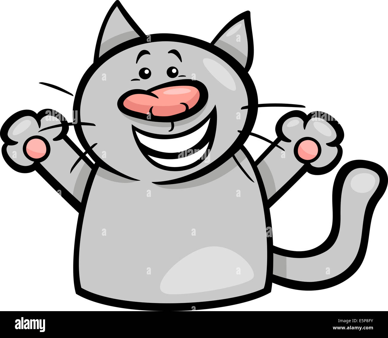 Cartoon Illustration of Funny Cat Expressing Happiness Emotion Stock ...