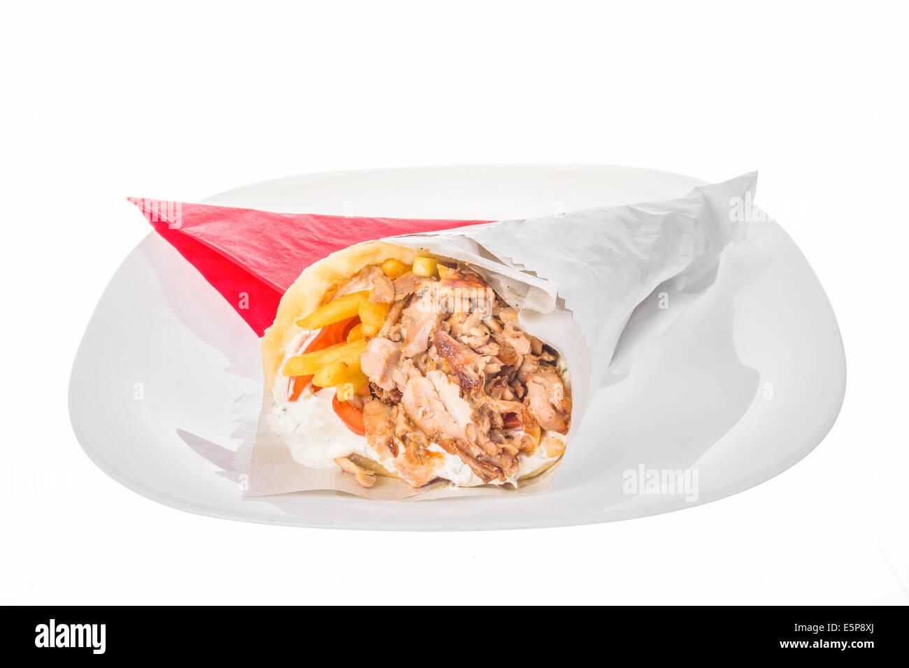 kebab tortilla with grilled meat and french fries; wrapped gyros ...
