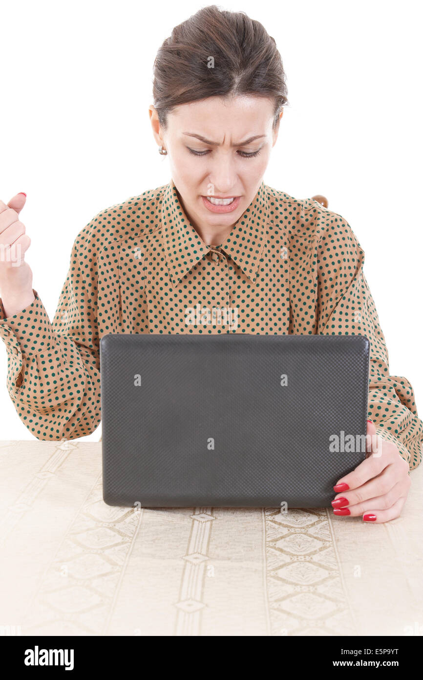 Woman angry computer typing hi-res stock photography and images - Alamy