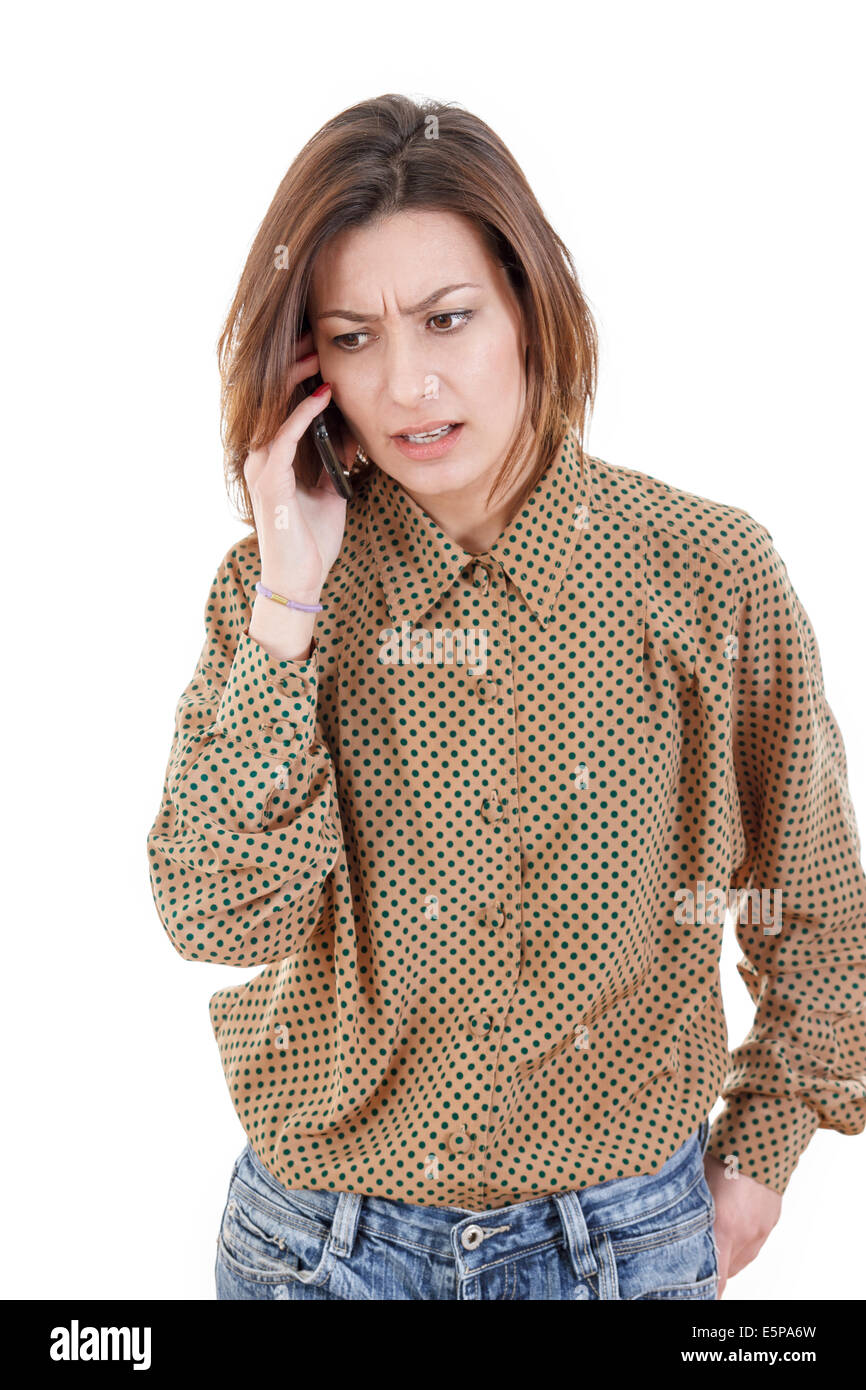 Woman talking on mobile phone angry hi-res stock photography and images ...
