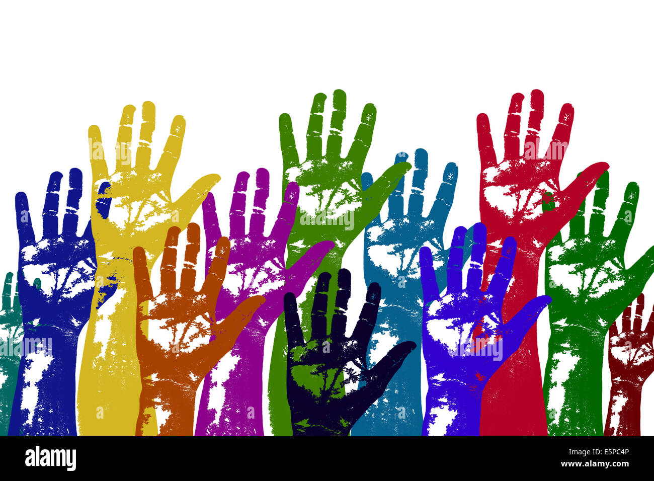 Multicolored art from Hand prints Stock Photo - Alamy