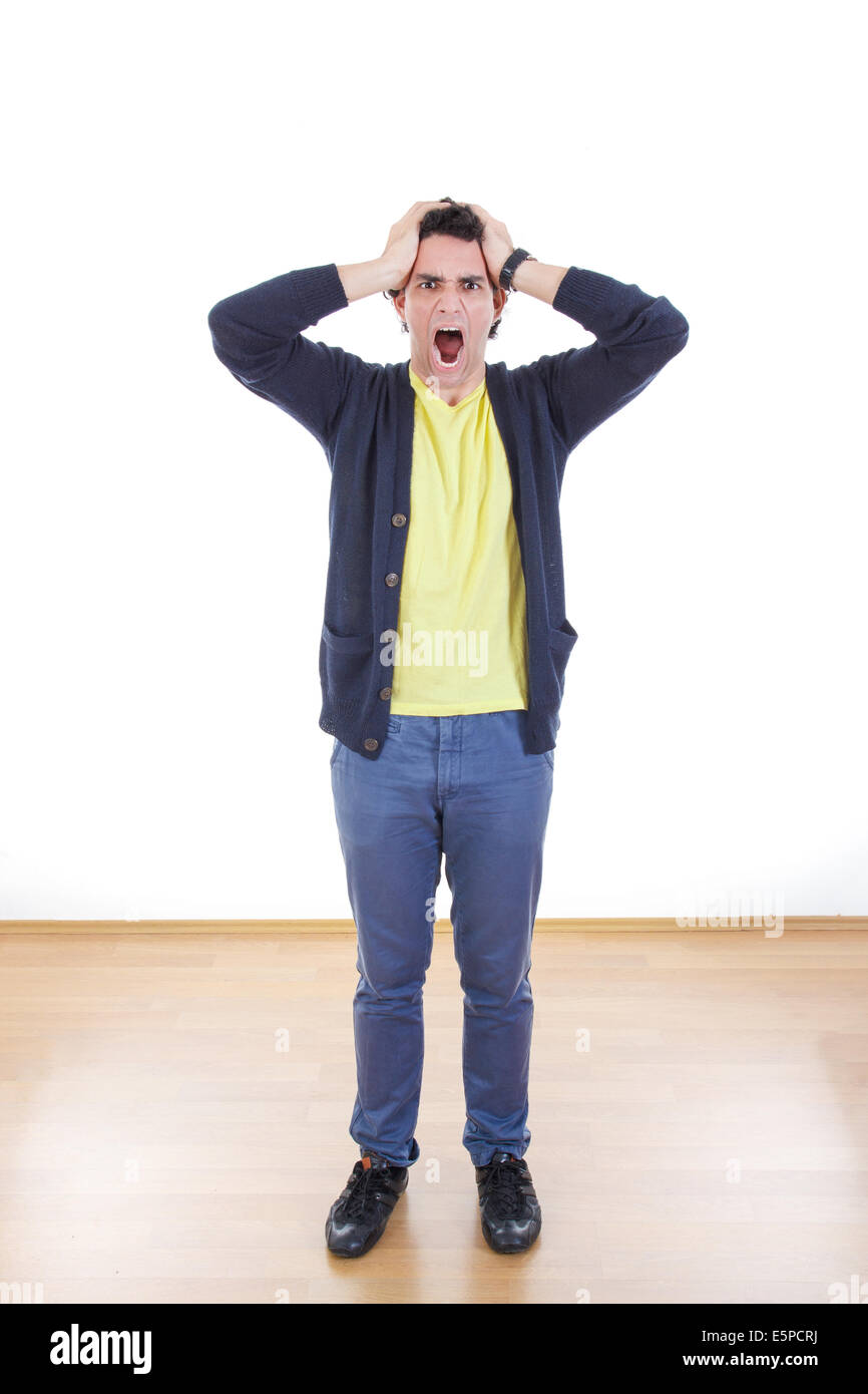 Tensed young man hi-res stock photography and images - Alamy