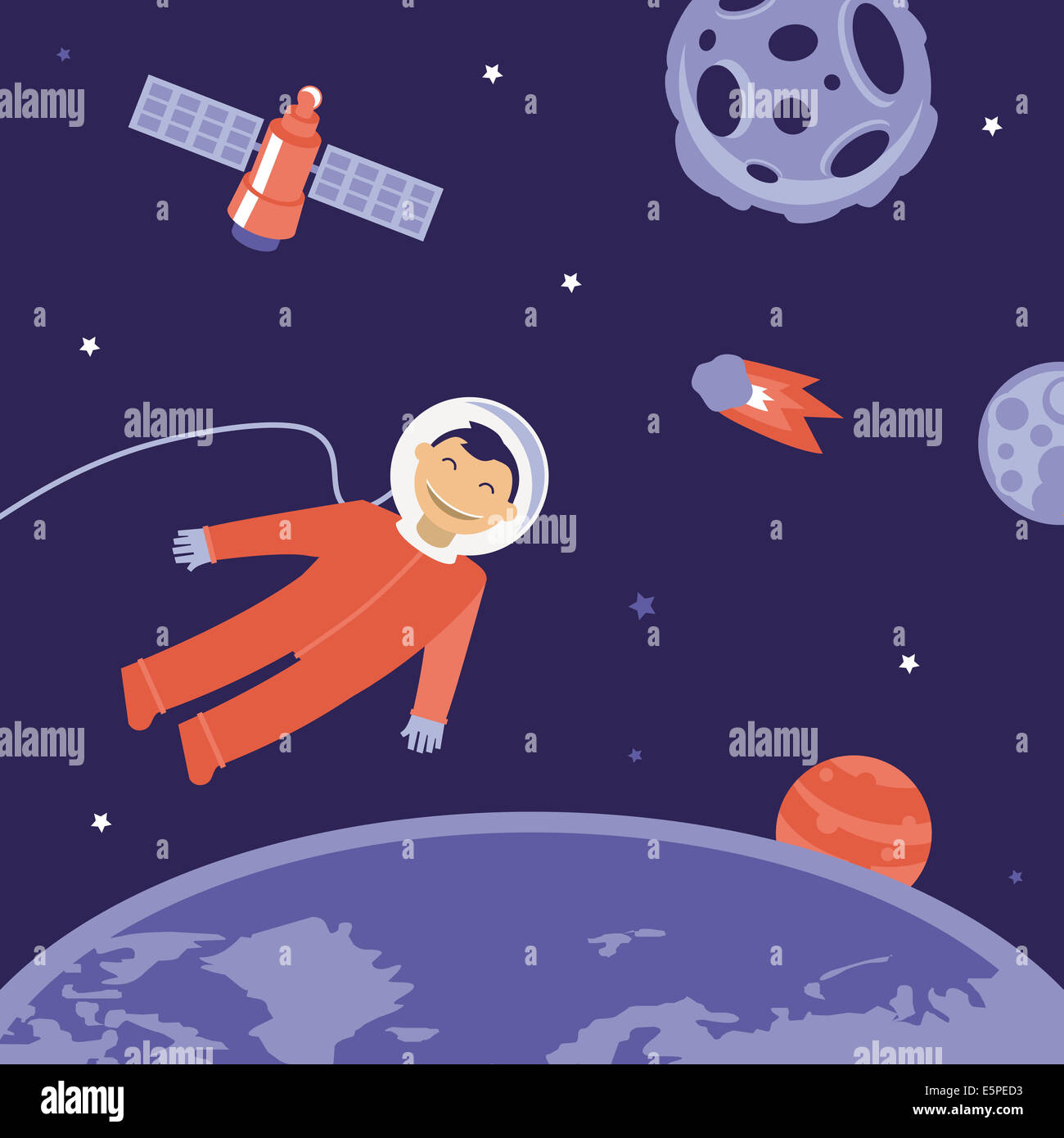 Cartoon Astronaut In Space Illustration High Resolution Stock ...