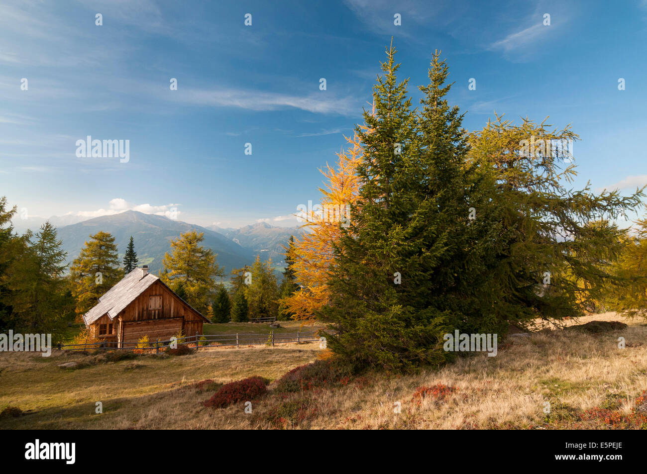 Alpine chalet in autumn, Lungau Region, Salzburg, Austria Stock Photo ...