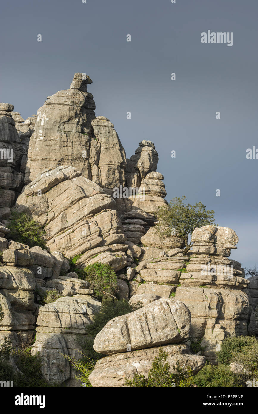 Bizarre limestone rock formations, El Torcal Nature Reserve, Antequera ...