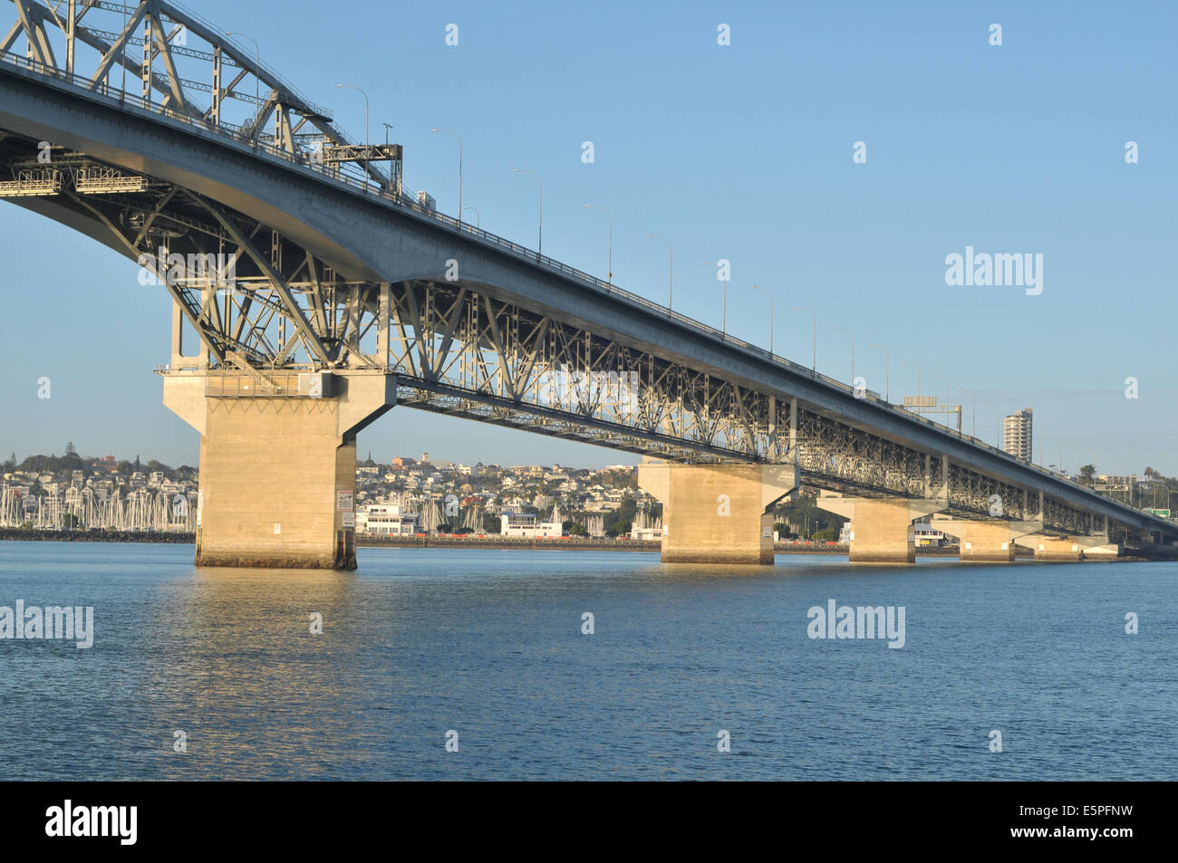 Auckland Harbour Bridge view from harbour surface level Stock Photo - Alamy