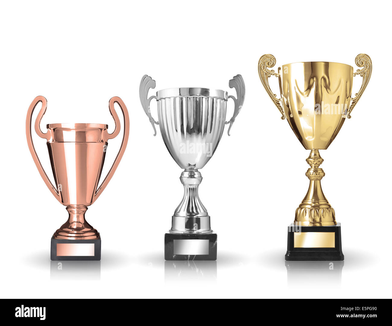 three different kind of trophies. Isolated on white background Stock ...
