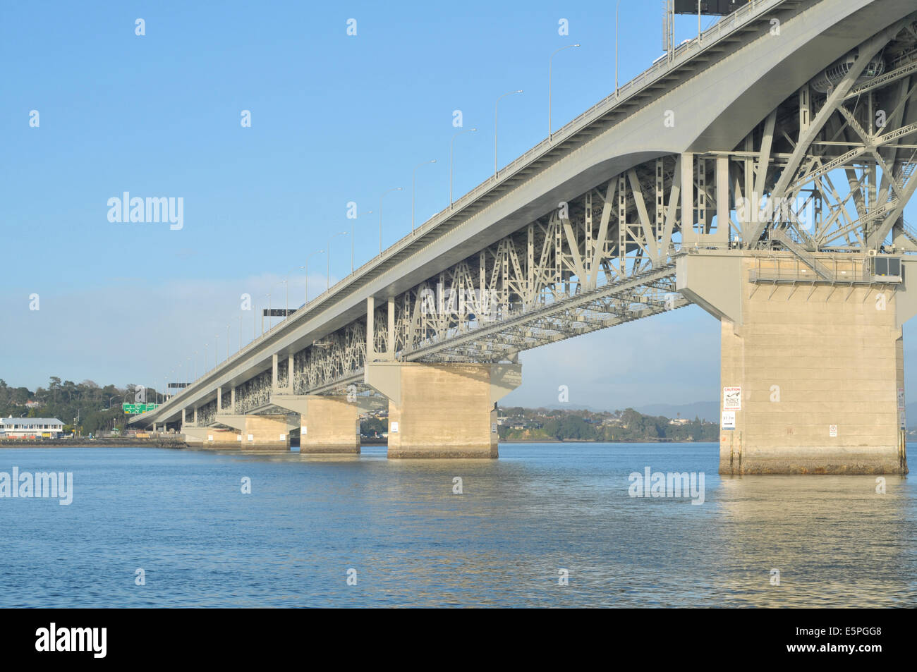 Auckland Harbour Bridge view from harbour surface level Stock Photo - Alamy