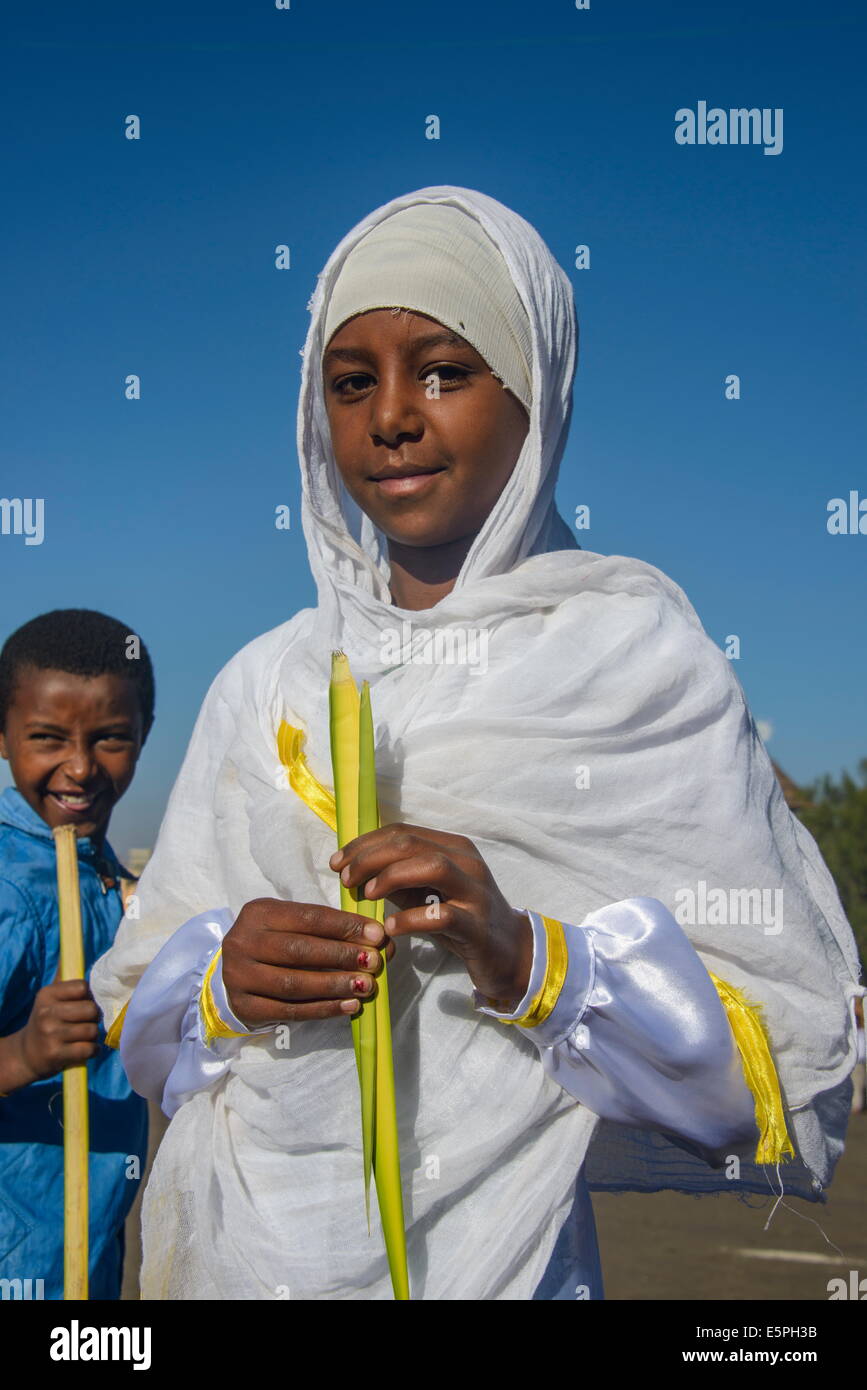Orthodox girl praying at the Easter ceremony, Coptic Cathedral St ...