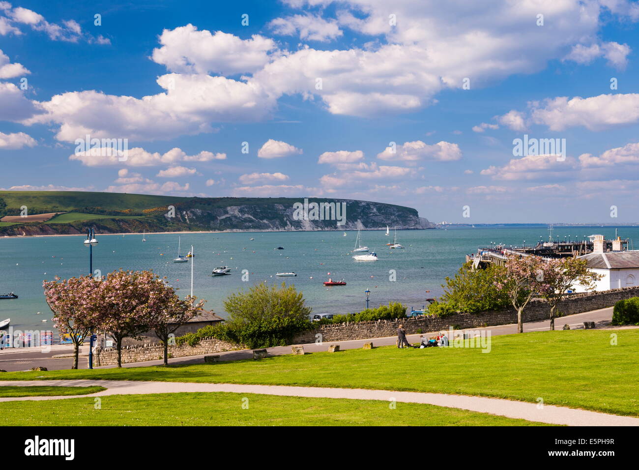 Swanage park and Swanage Harbour, Dorset, England, United Kingdom, Europe Stock Photo - Alamy