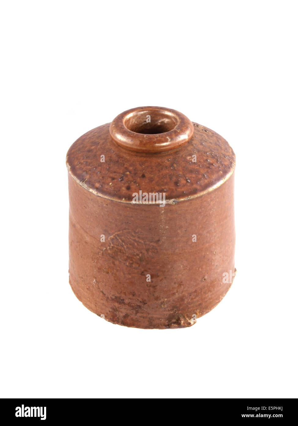 Vintage clay ink well on a white background Stock Photo - Alamy