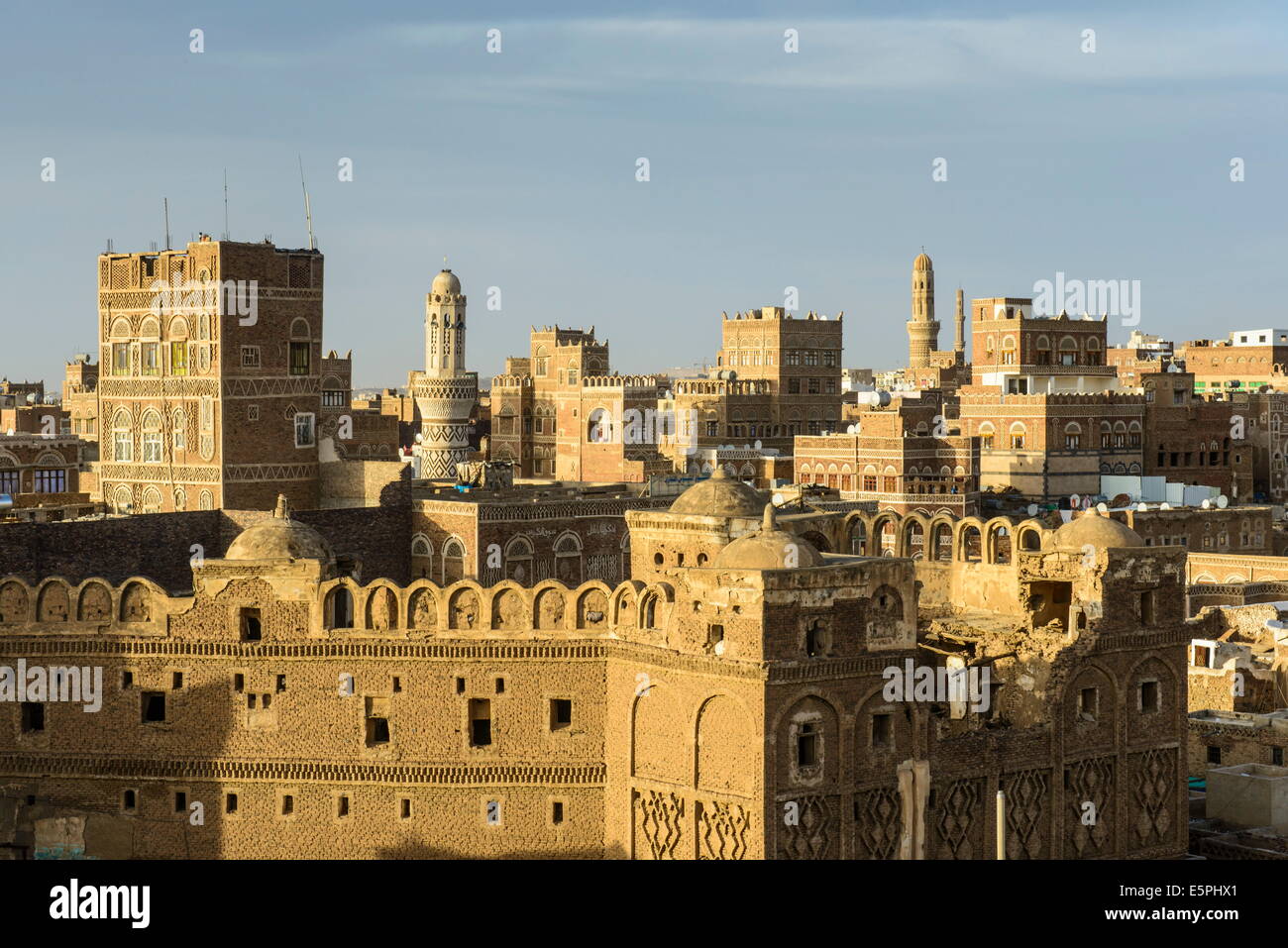 View at sunset over the Old Town, UNESCO World Heritage Site, Sanaa ...
