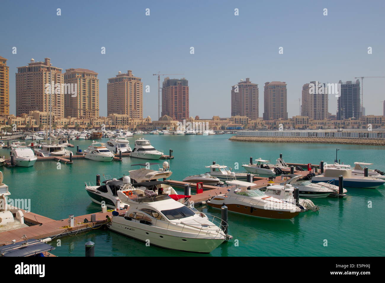 Harbour and architecture, The Pearl, Doha, Qatar, Middle East Stock ...