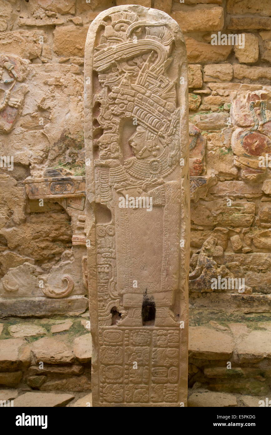 Structure 21, Stela 35, stone carving of Lady Ik Skull, Mayan ...