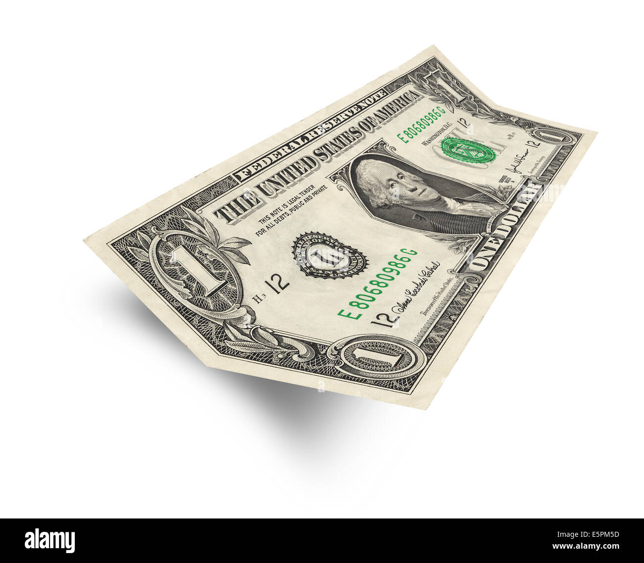 One dollar banknote isolated on white background Stock Photo - Alamy