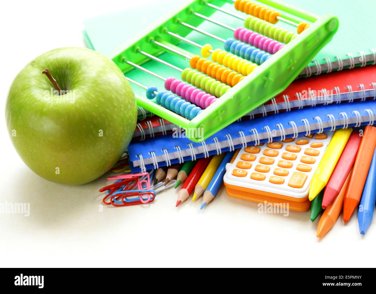 Back to school concept, school stationery multicolored pencils and ...