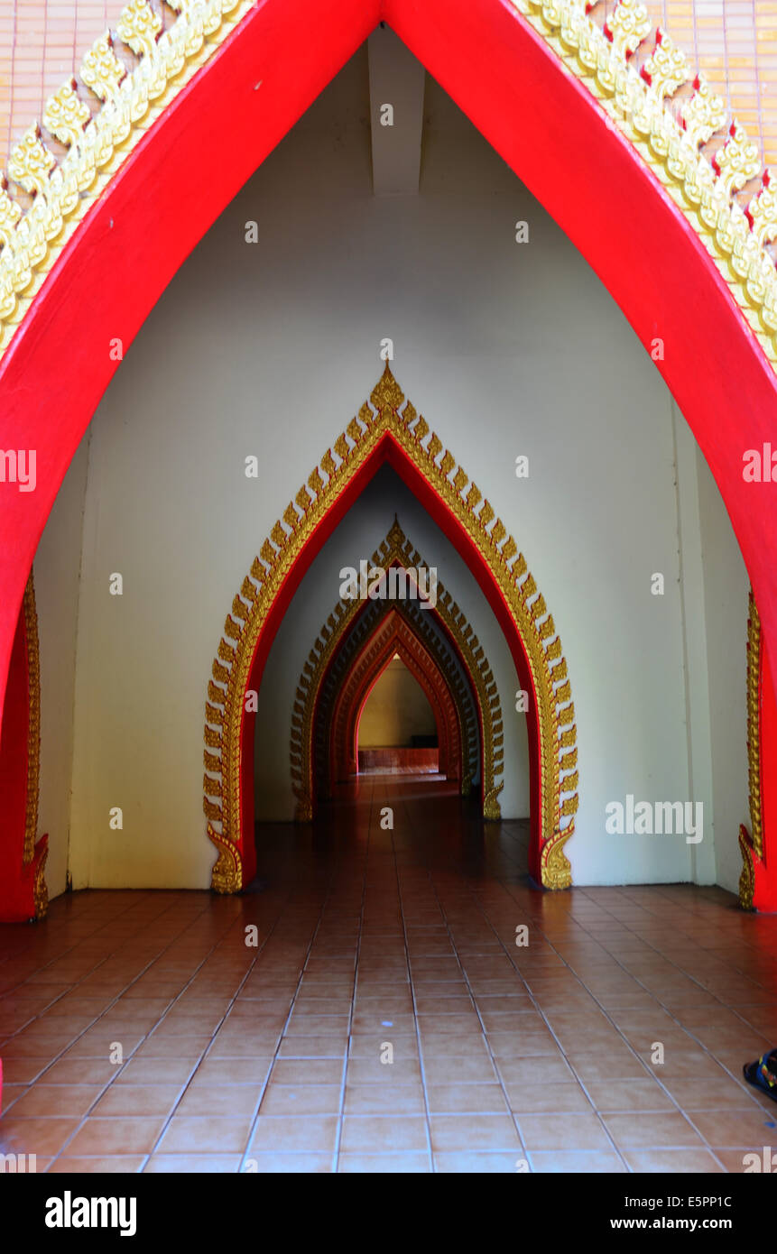 Arch pathway in pagoda, Wat Tham Sua or Tiger Cave Temple , Tha Moung ...
