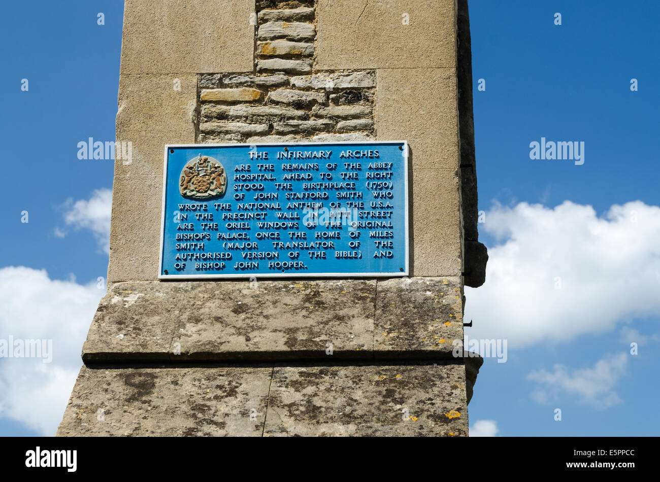 Sign on the Infirmary Arches which are the only remaining part of the ...