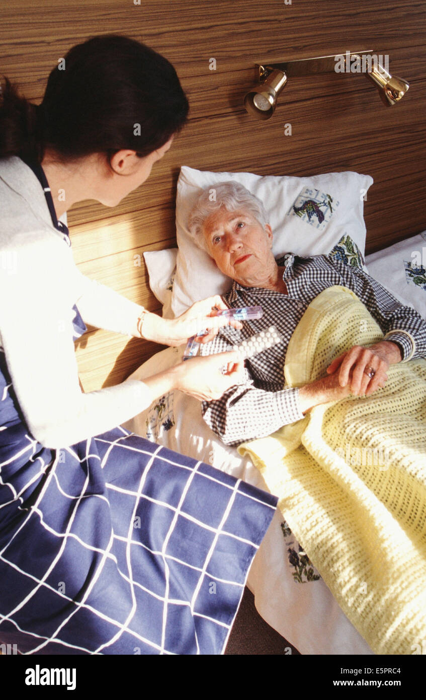 Home help, Medicine taking Stock Photo - Alamy