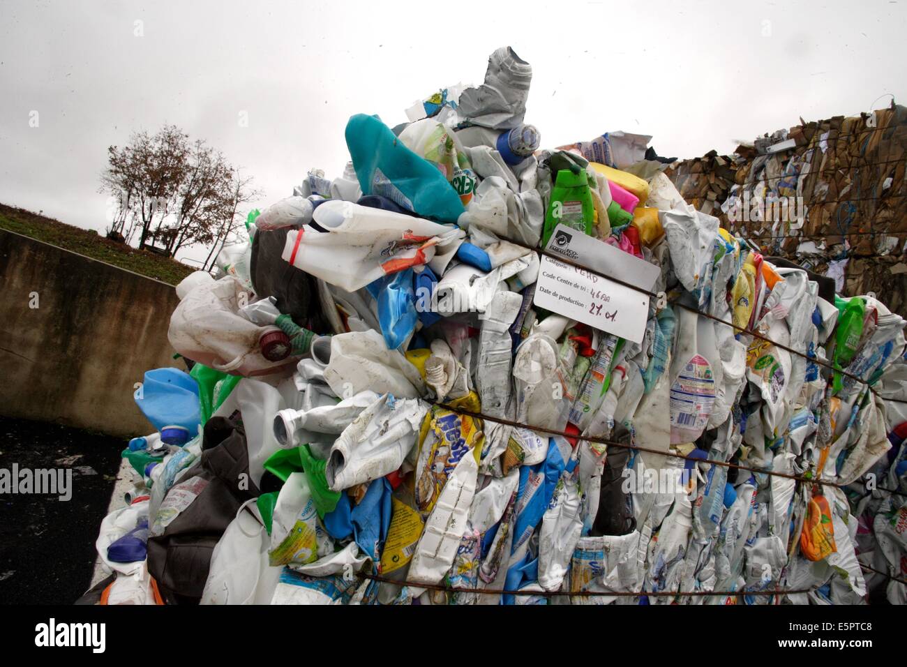 Sorting site for recycled material, Once sorted, the recyclable ...