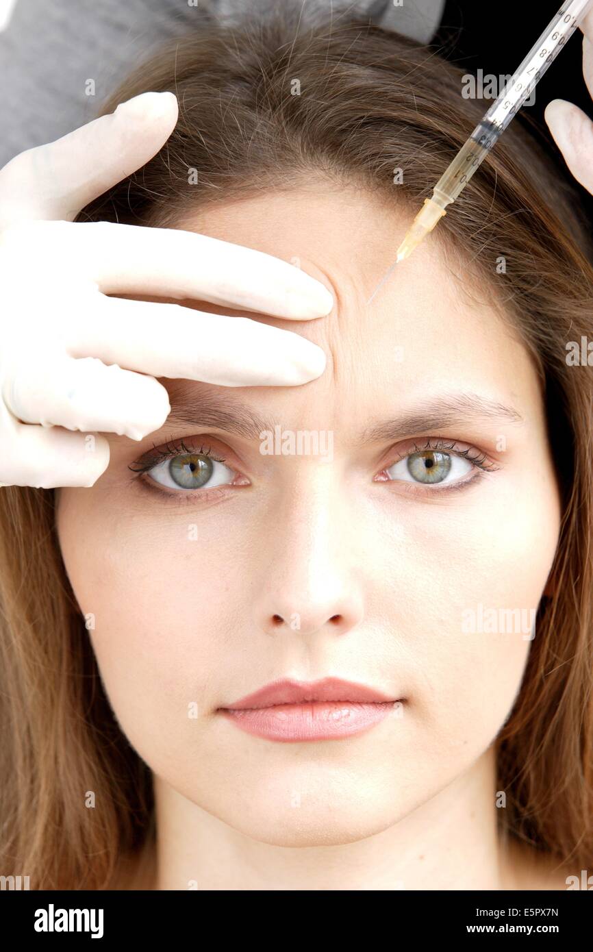 Treatment of wrinkles with Botox injections Stock Photo - Alamy