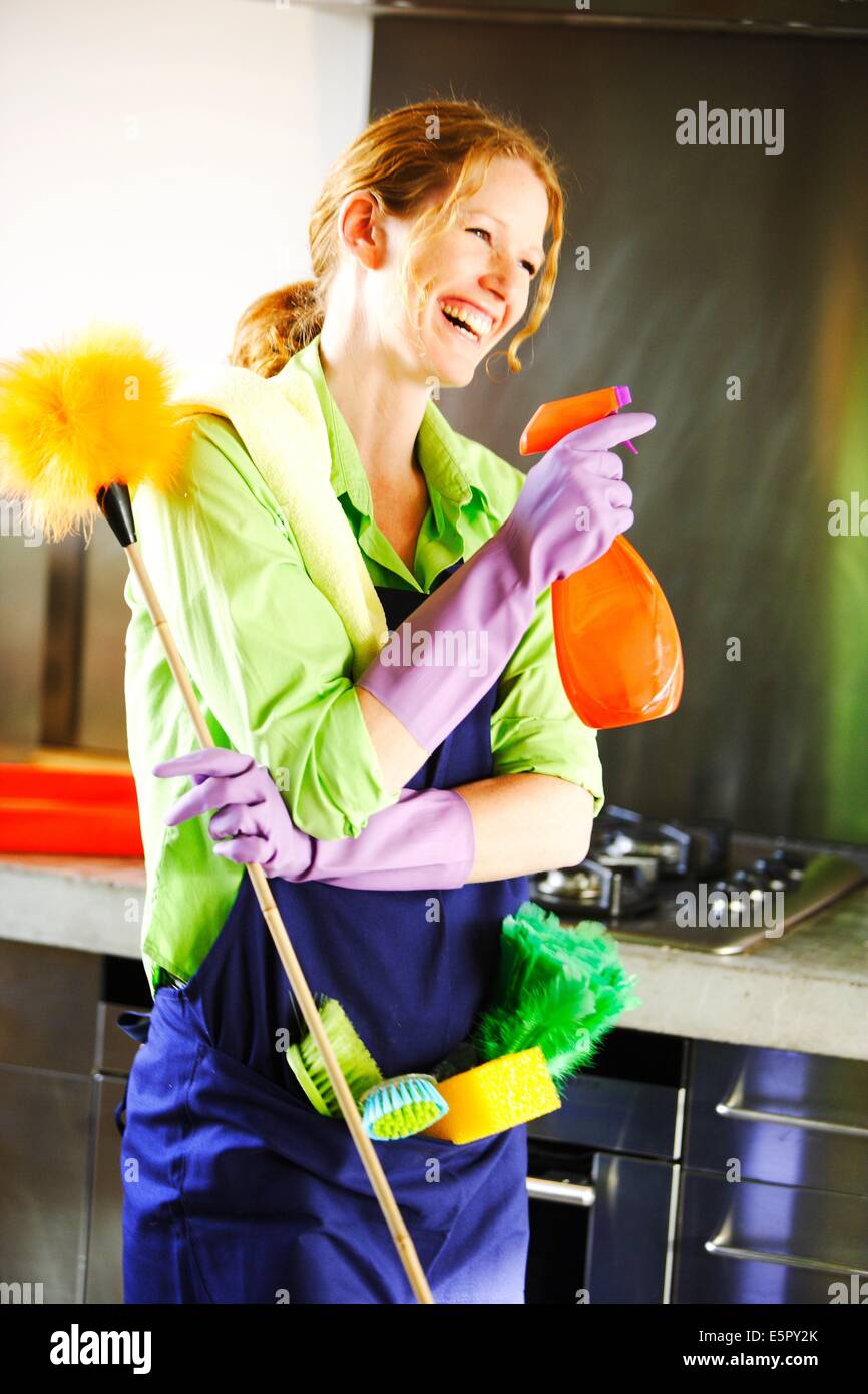 Woman house cleaning Stock Photo - Alamy