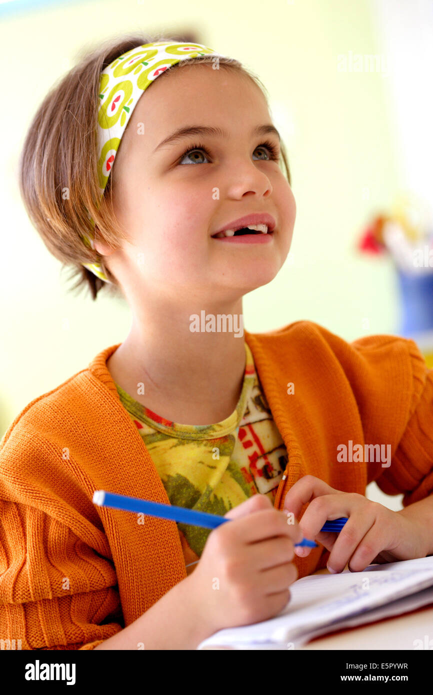 6 year old girl at school Stock Photo - Alamy