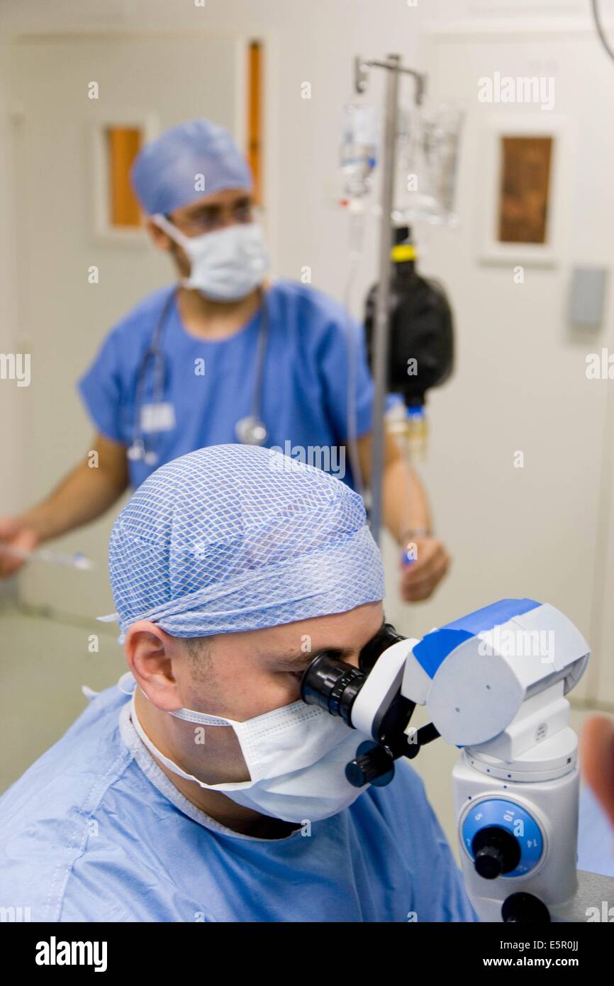 Surgeon performing eye surgery Stock Photo - Alamy