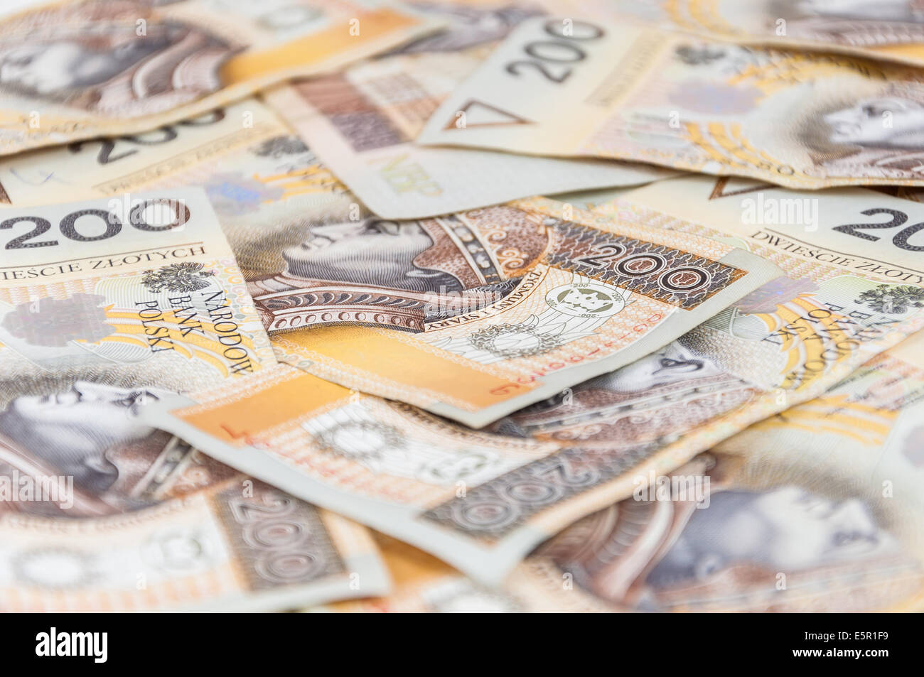 Background of 200 PLN - polish zloty banknotes Stock Photo - Alamy