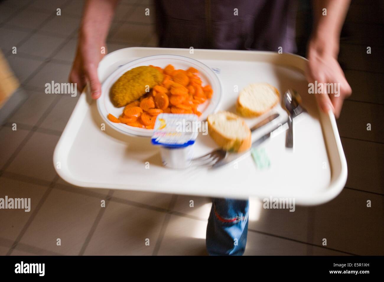 Tray meals in cafeteria Stock Photo - Alamy