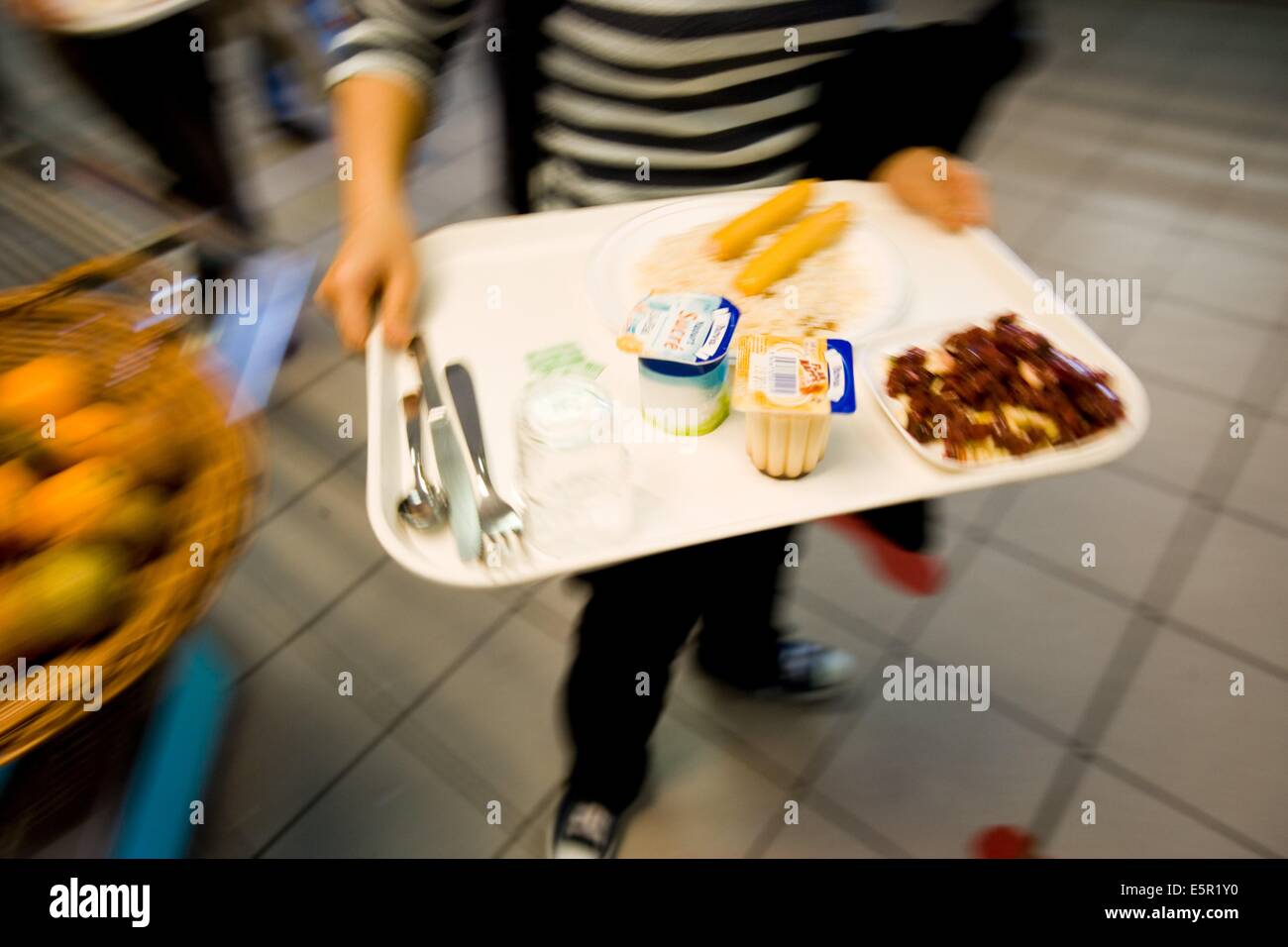 Tray meals in cafeteria Stock Photo - Alamy