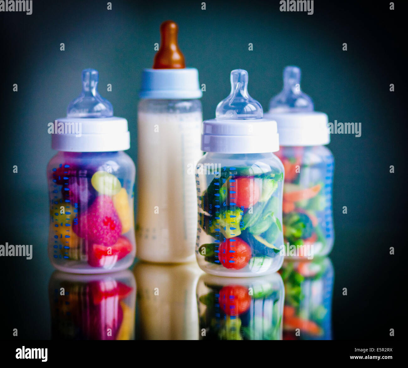 Conceptual image on the diversification of the baby food Stock Photo ...