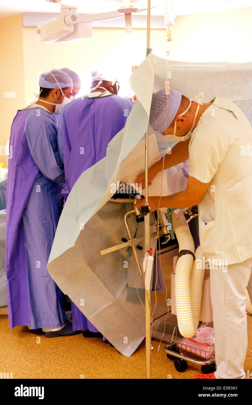 Medical team performing surgery, Department of gastroenterological ...