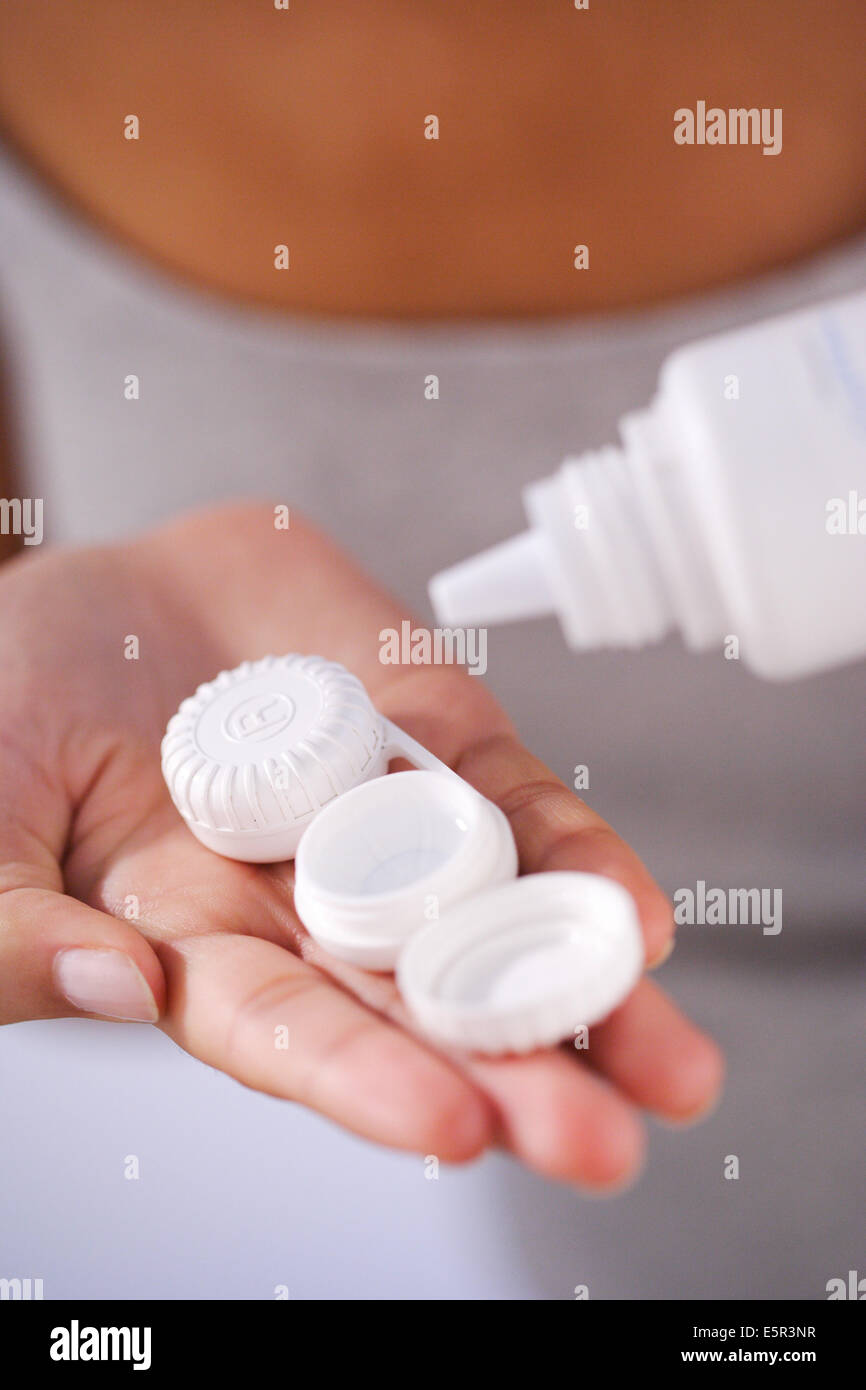 Contact lenses cleaning hi-res stock photography and images - Alamy