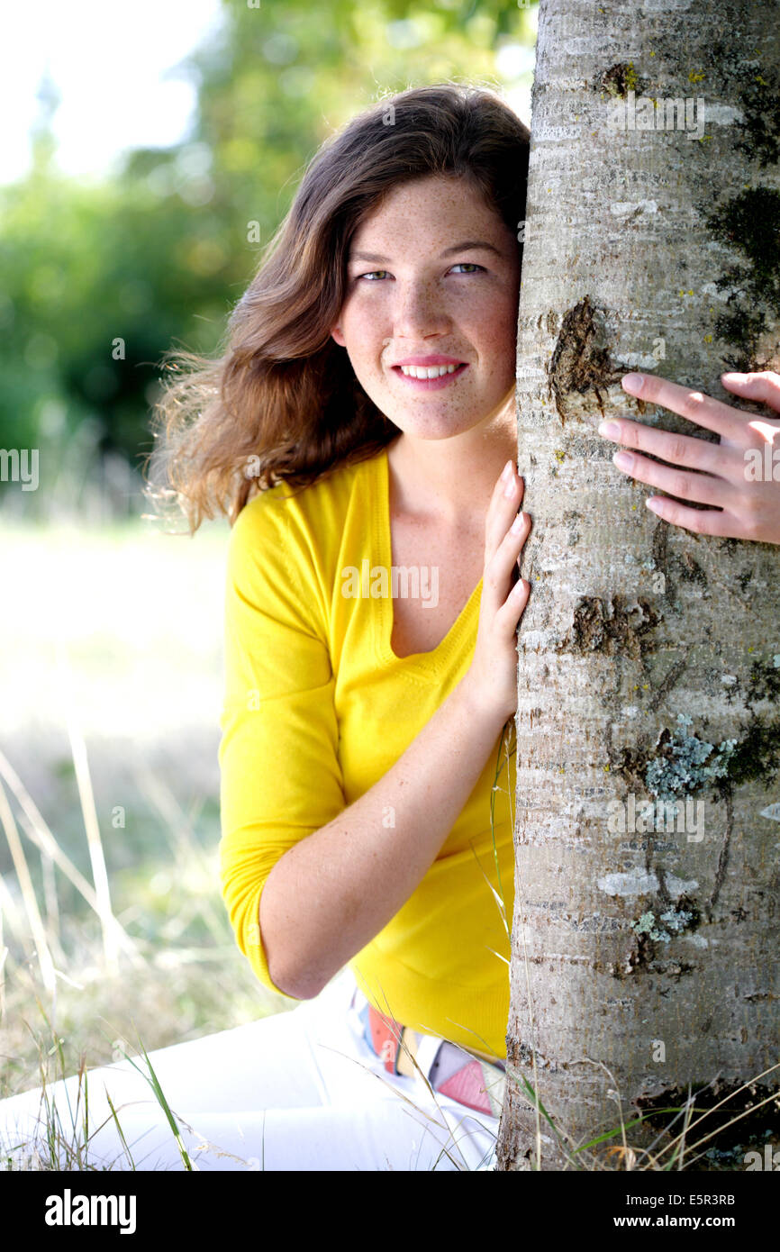 Portrait 13 year old girl red hi-res stock photography and images - Alamy