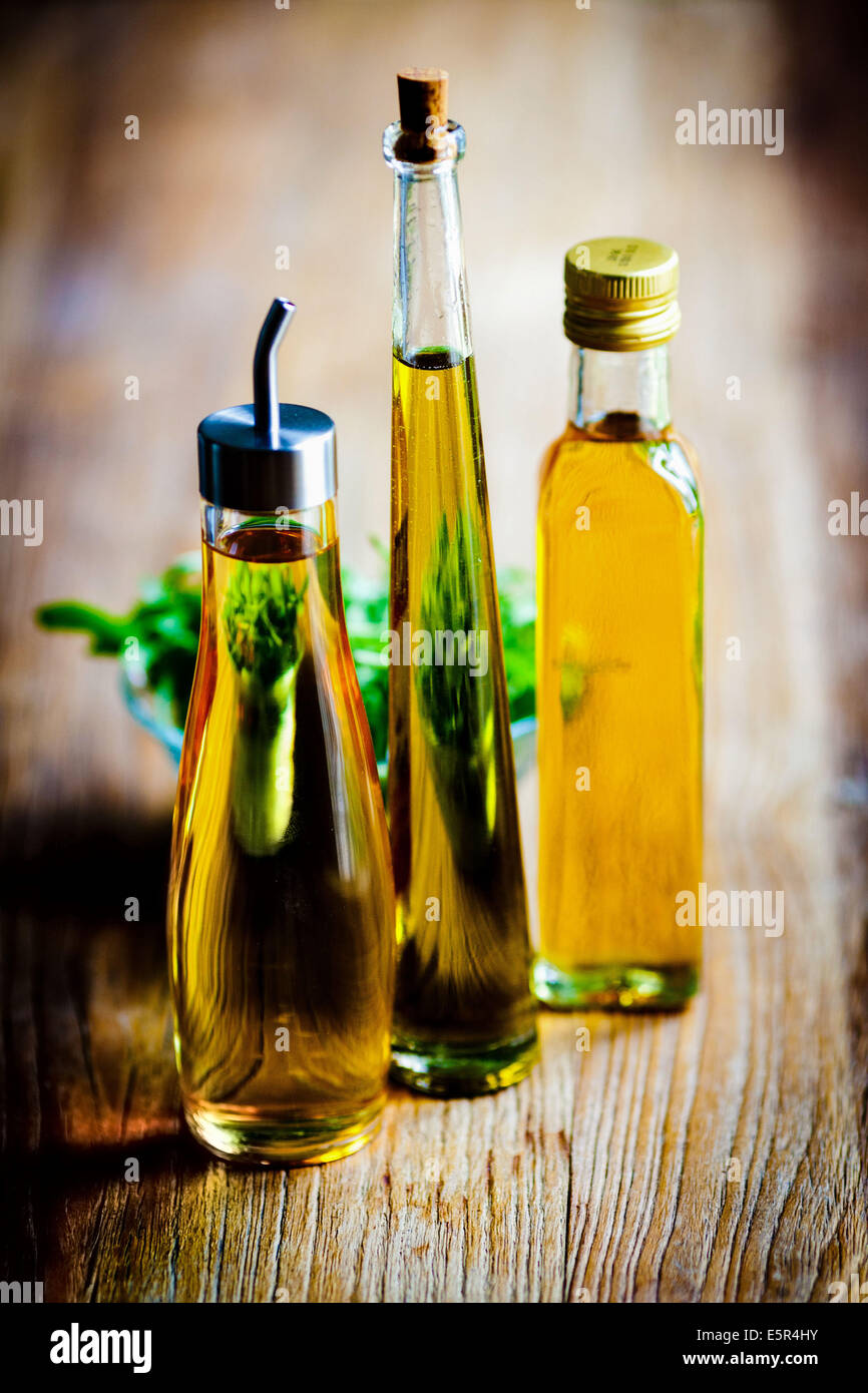 Assorted oil bottles Stock Photo - Alamy