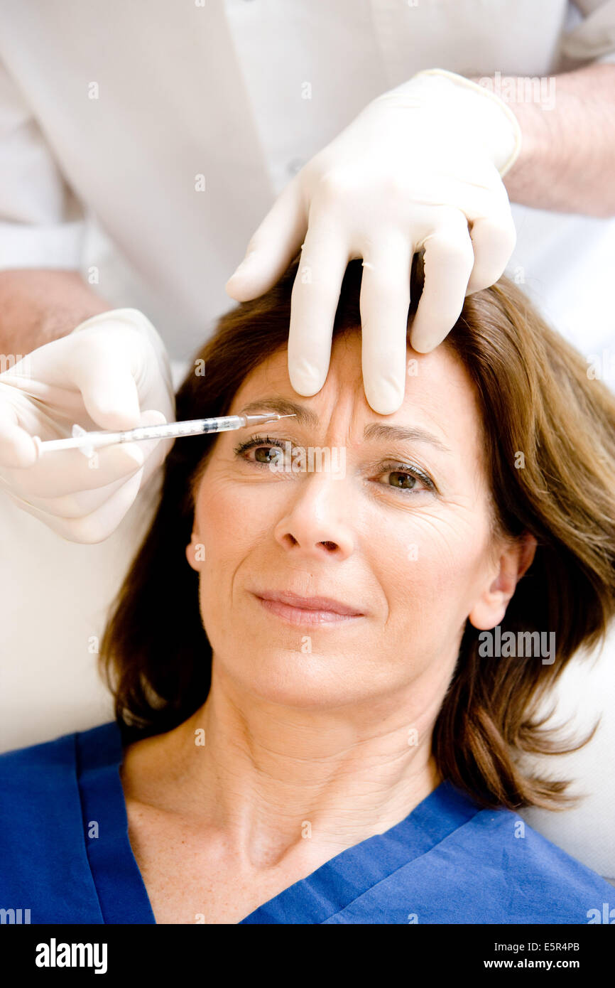 Treatment of wrinkles with Botox injections Stock Photo - Alamy
