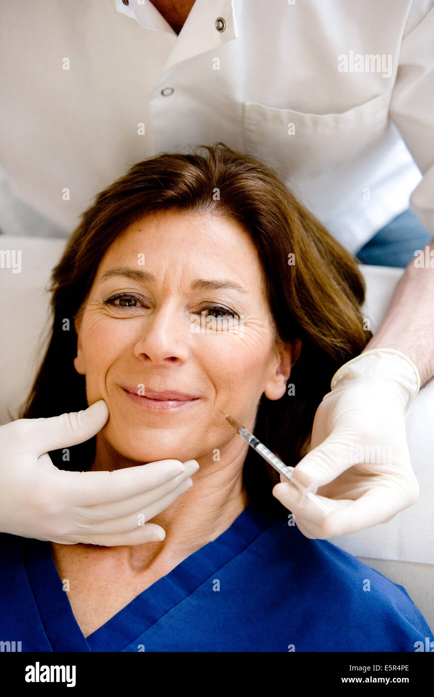 Treatment of wrinkles with Botox injections Stock Photo - Alamy