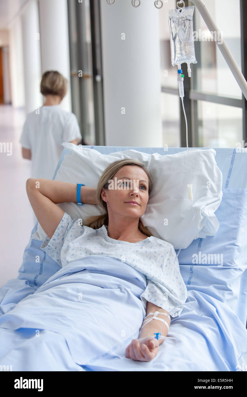 Woman lying on a stretcher, Limoges hospital, France Stock Photo - Alamy