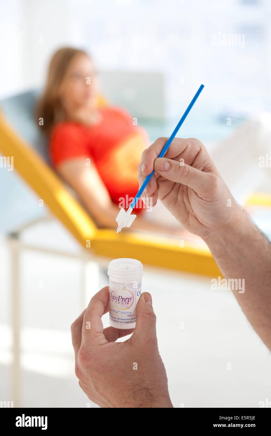 Gynecologist Performing A Cervical Smear Or Pap Test On A Teenage