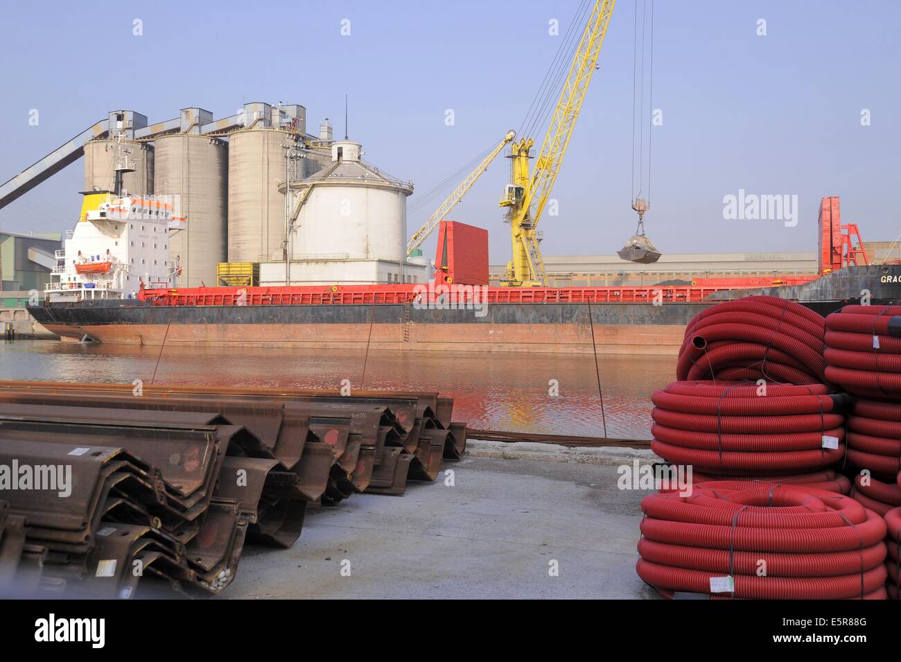 Venice, Italy, industrial Area of Porto Marghera, unloading of grain ...