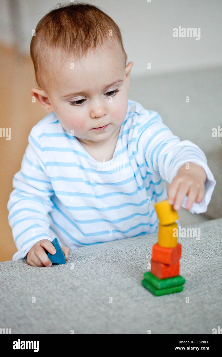 14 month old baby playing Stock Photo - Alamy