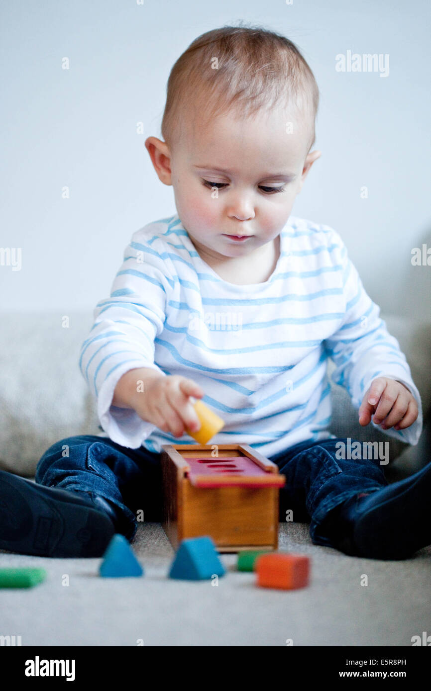 14 month old baby playing Stock Photo - Alamy